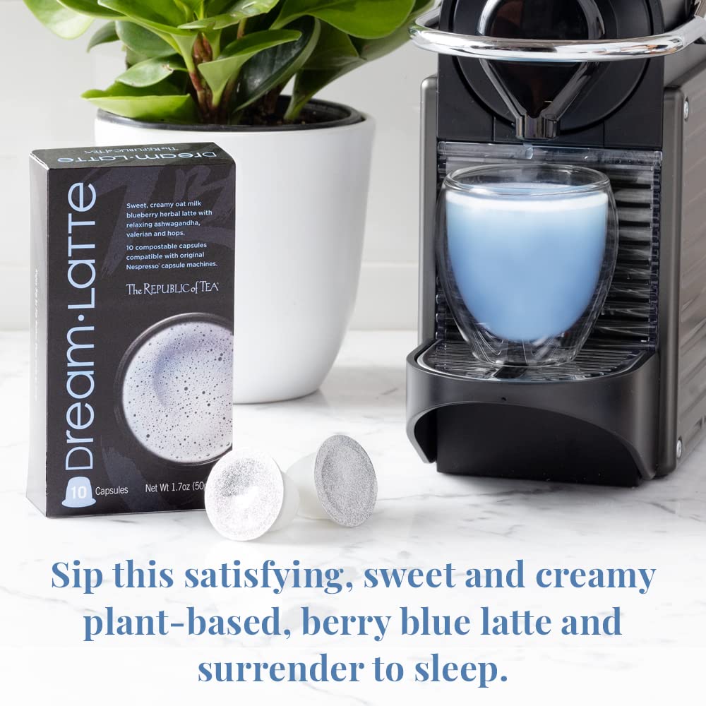 The Republic of Tea โ Dream Latte Herbal Tea Latte Capsule-Compatible Recyclable Pods, 10 count, Caffeine Free