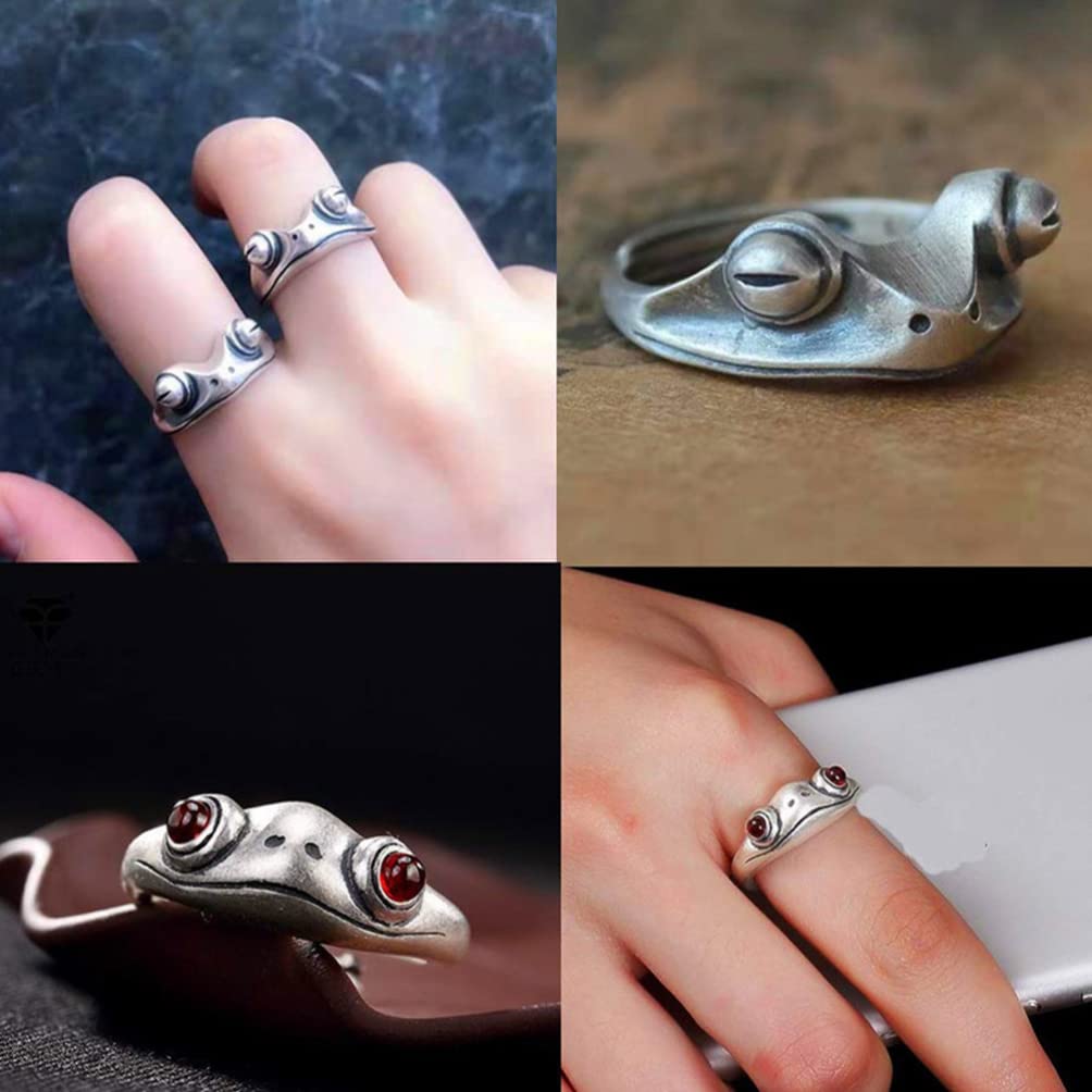 8-15 Pcs Vintage Open Punk Rings Set Adjustable Gothic Rings Cool Stackable Animal Rings Bulk Chunky Knuckle Finger Rings Snake Frog Rings for Women Men