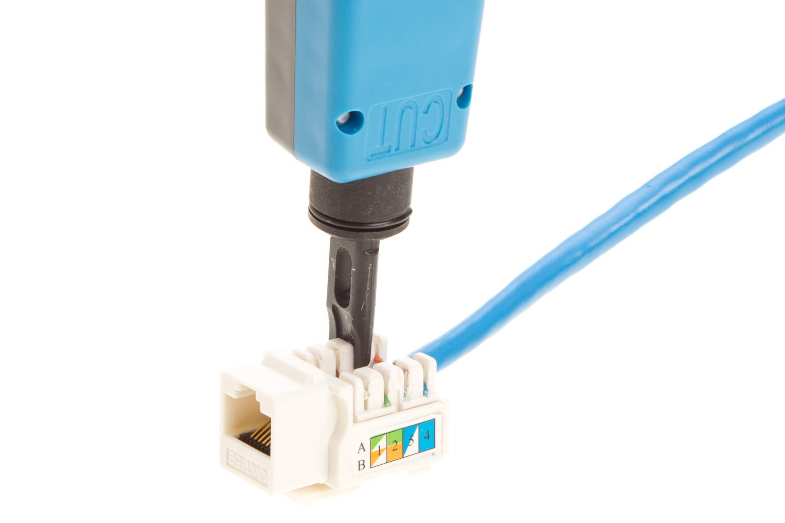 SATMAXIMUM Cat5e Keystone Ethernet Wall Jack Punch Down UTP 45-Degree (Easier Termination Than 90-Degree), RJ45 Slim Profile Speed Termination White 45° Angled (50 Pack)
