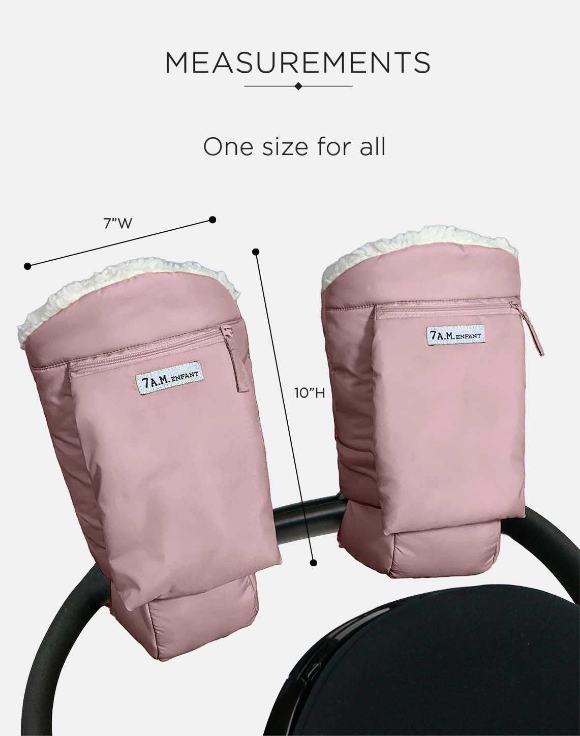 7AM Enfant Stroller Warmmuffs Gloves - Anti-Freeze Stroller Mittens for Handlebars, Water Repellent Hand Warmer Muff for Cold Weather, Plush Lined Stroller Warmmuffs | Winter Stroller Accessories