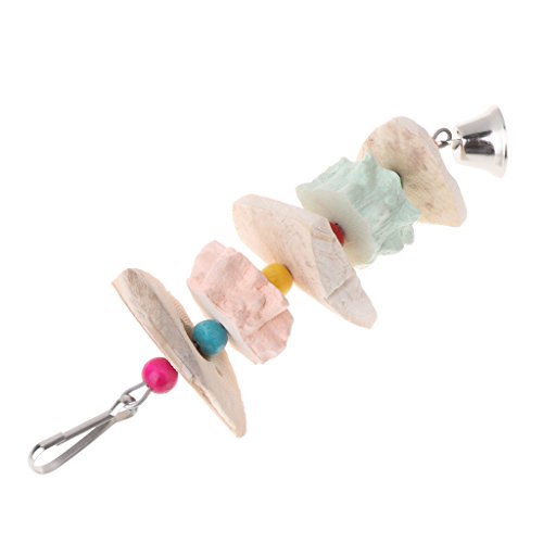 Seaskyer Parrot Chewing Toy, Bird Beak Grinding Stone Bell, Lava Block Calcium Supplement Food African Greys Amazon Conure Eclectus Budgies Parakeet Cockatiel Hamster Chinchilla Rabbit