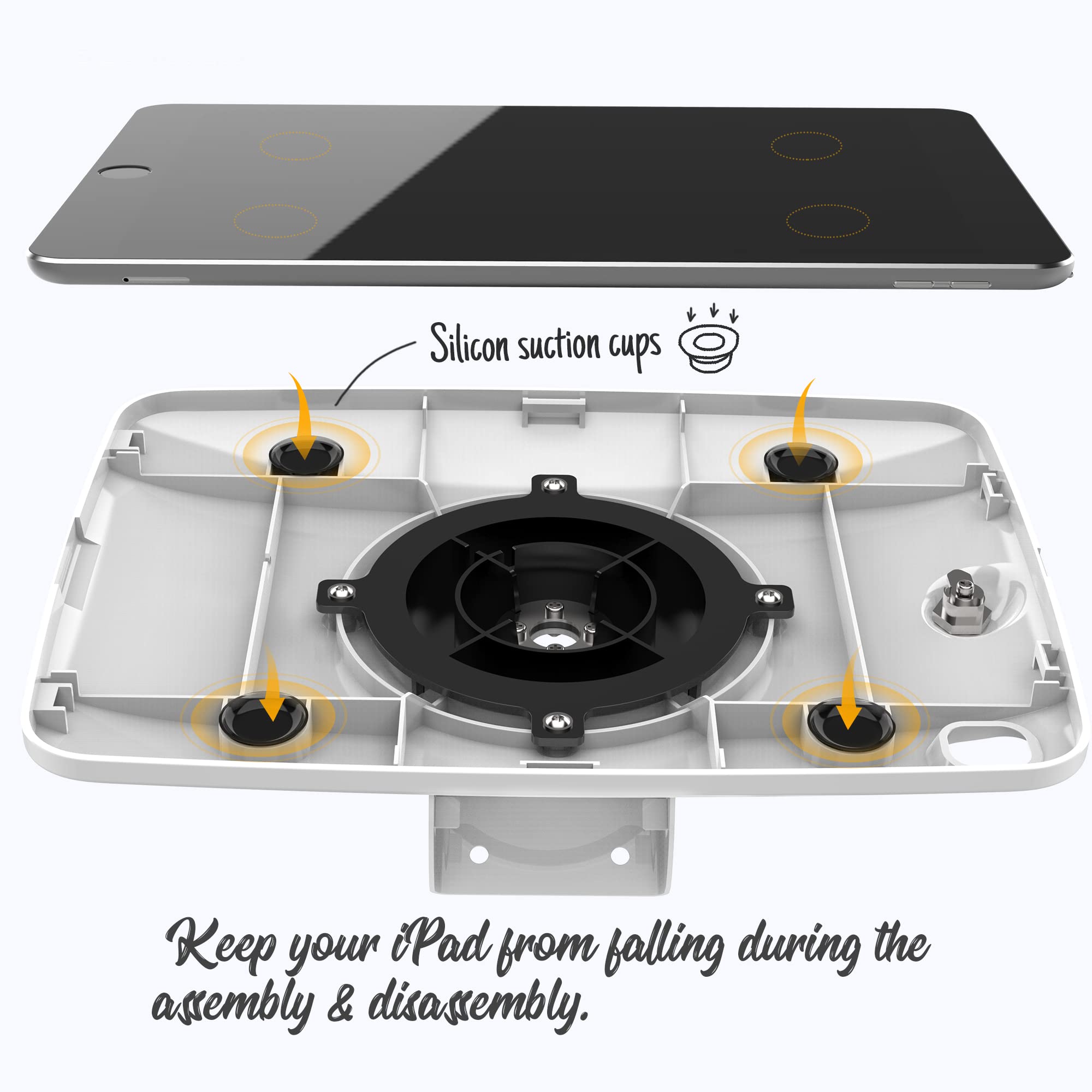Beelta Tablet Wall Mount Compatible with 10.2 inch iPad 7th 8th 9th Gen Lockable Tiltable Anti Theft Security Adjustable