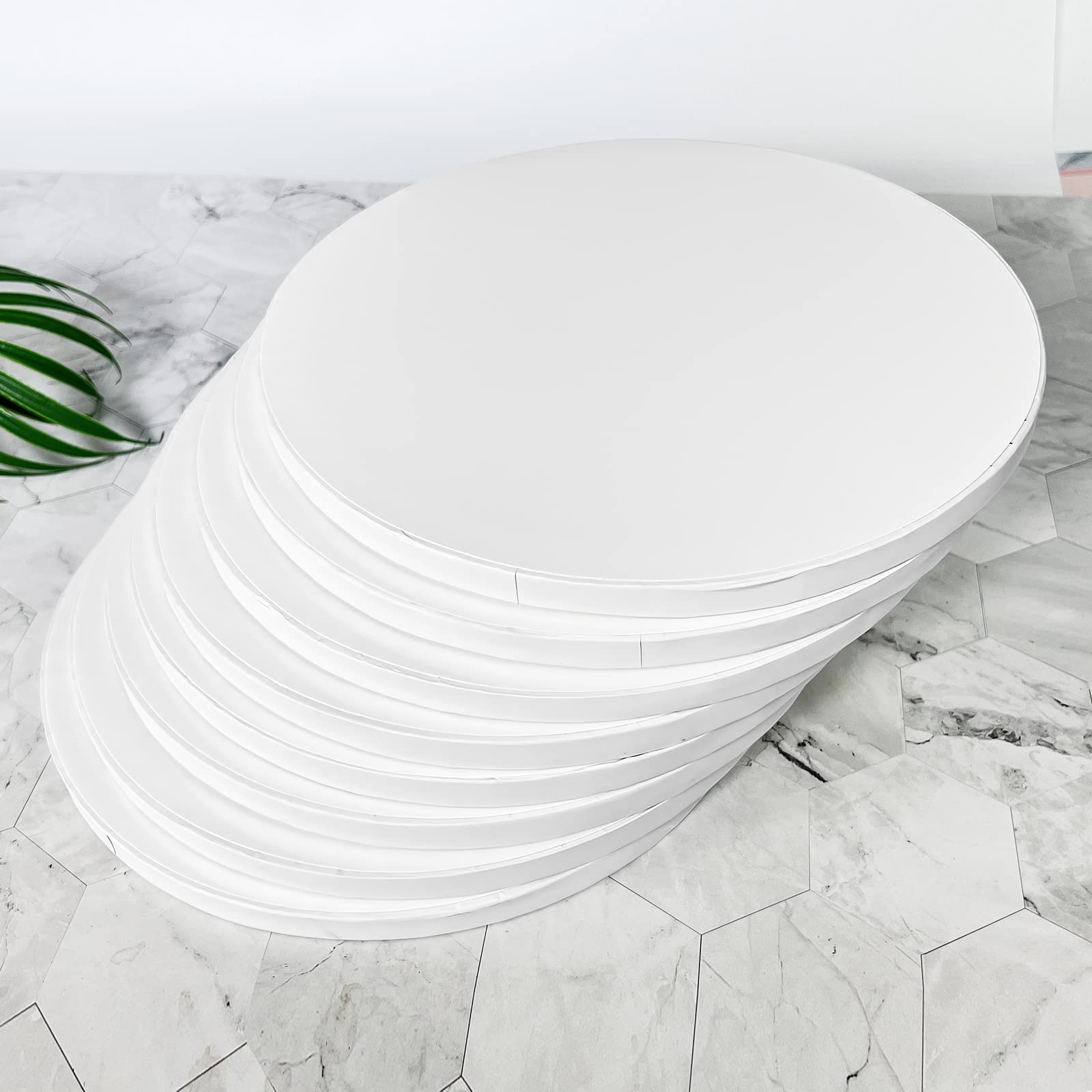 8-Pack 12 inch Cake Drums Cake Round Boards, White Sturdy Greaseproof Foil Cakeboard Drum Large Birthday Display Plate for Cakes,Professional Smooth Circle Base,1/2 Inch Thic