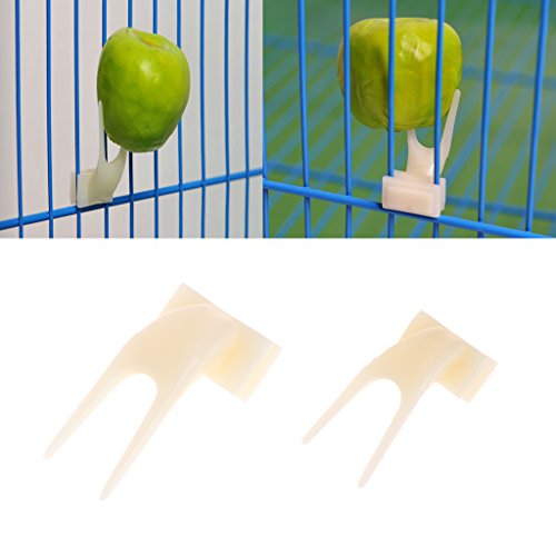 Seaskyer Pet Parrot Fruit Fork, 2Pcs Plastic Parrot Feeding Bird Cage Accessories Birds Food Holder Feeder Device Pin Clip, for Small Animal Feeder (S: 3x1.5cm/1.18x0.59'')