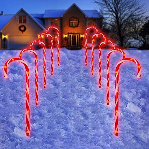 Christmas Candy Cane Lights,Solar Lamp Garden Light, Christmas Decor Lawn Candy Cane Lights, Solar Powered Garden Lights, Home Led for Outdoor Garden Lighting