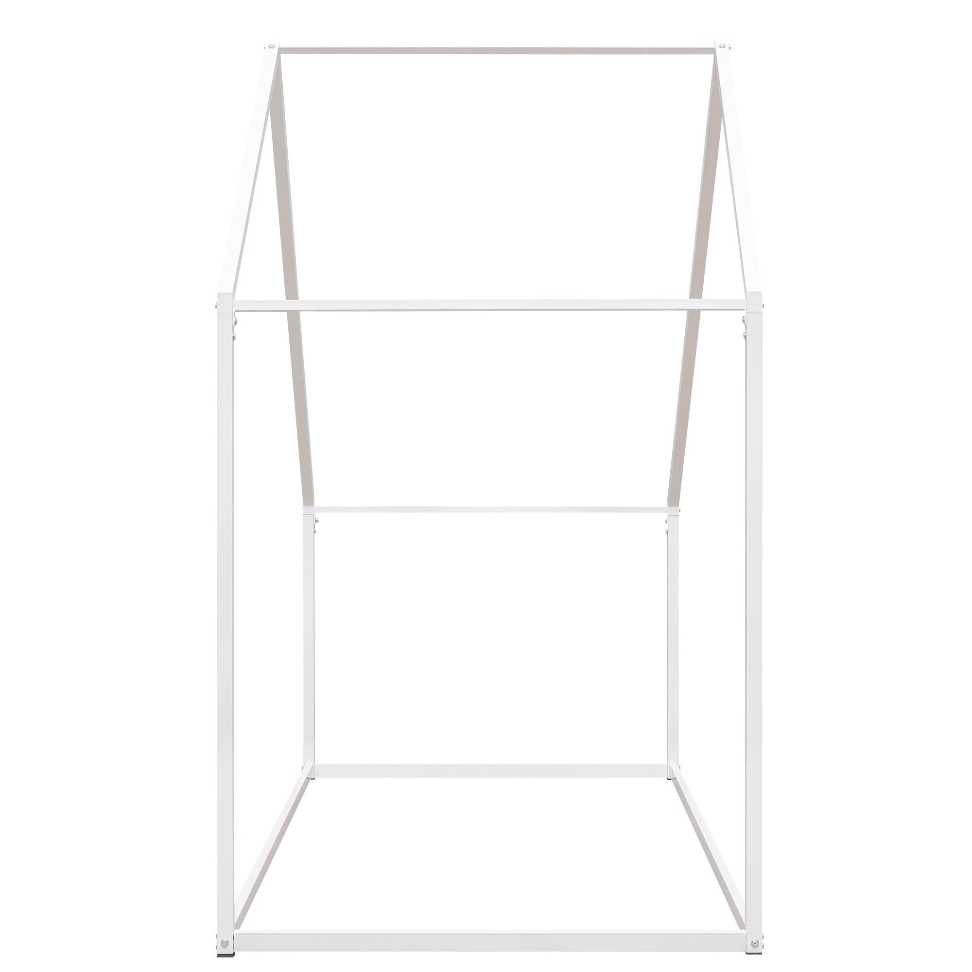Merax Princess Metal Montessori Day Bed Twin House Floor Beds Frame for Boys Girls, Box Spring Needed,Easy Assemble (Twin,White)