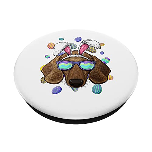 Dachshund Easter Bunny Ears Dog Funny Easter Eggs Hunting PopSockets Swappable PopGrip