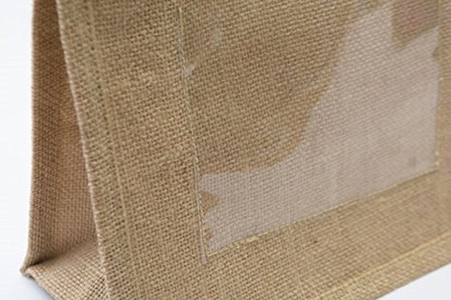 Mini Jute Gift Tote Bags w/ Clear Pocket for Wedding Favors, Crafts, Decorations (1)