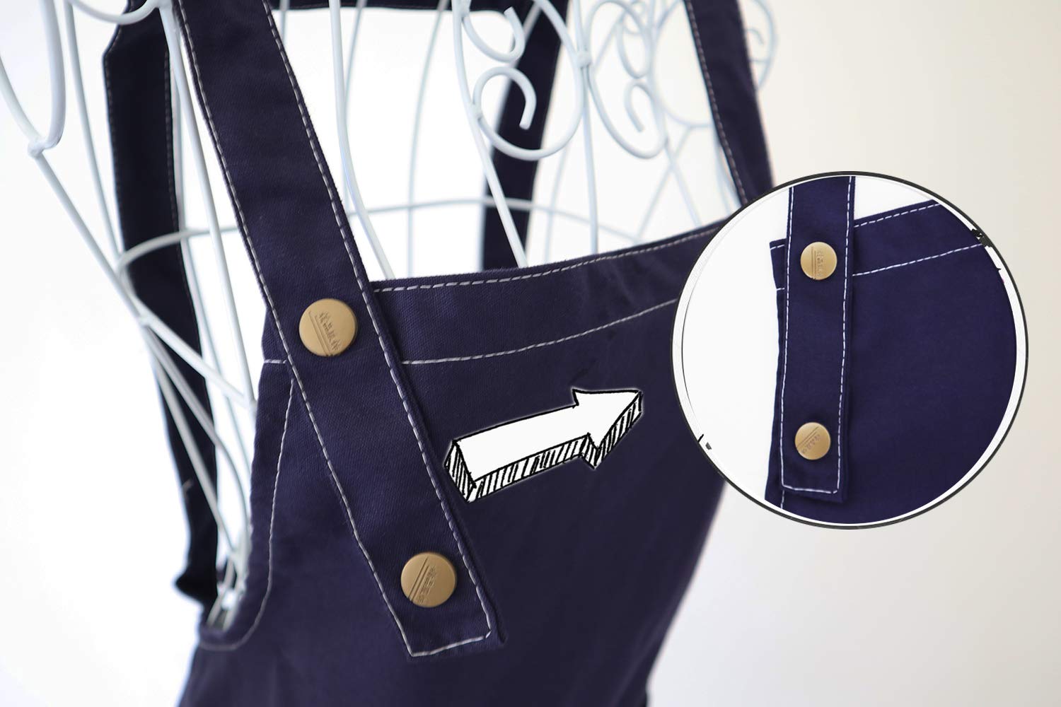 Adjustable Canvas Bib Apron With 3 Pockets Cooking Kitchen Artist Apron For Women Men (Blue)