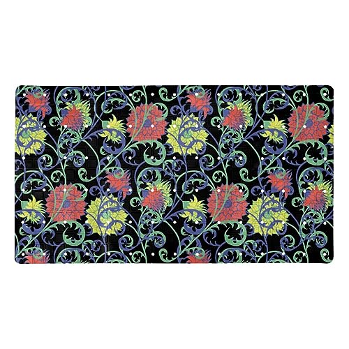 Bath Tub Shower Mat - Anti-Slip PVC Material 15.1x26.8 in, Gentle Cushioning Quick Drying Suction Cups Reliable Solution - Vintage Chrysanthemum Pattern Non-Slip Floor Mat