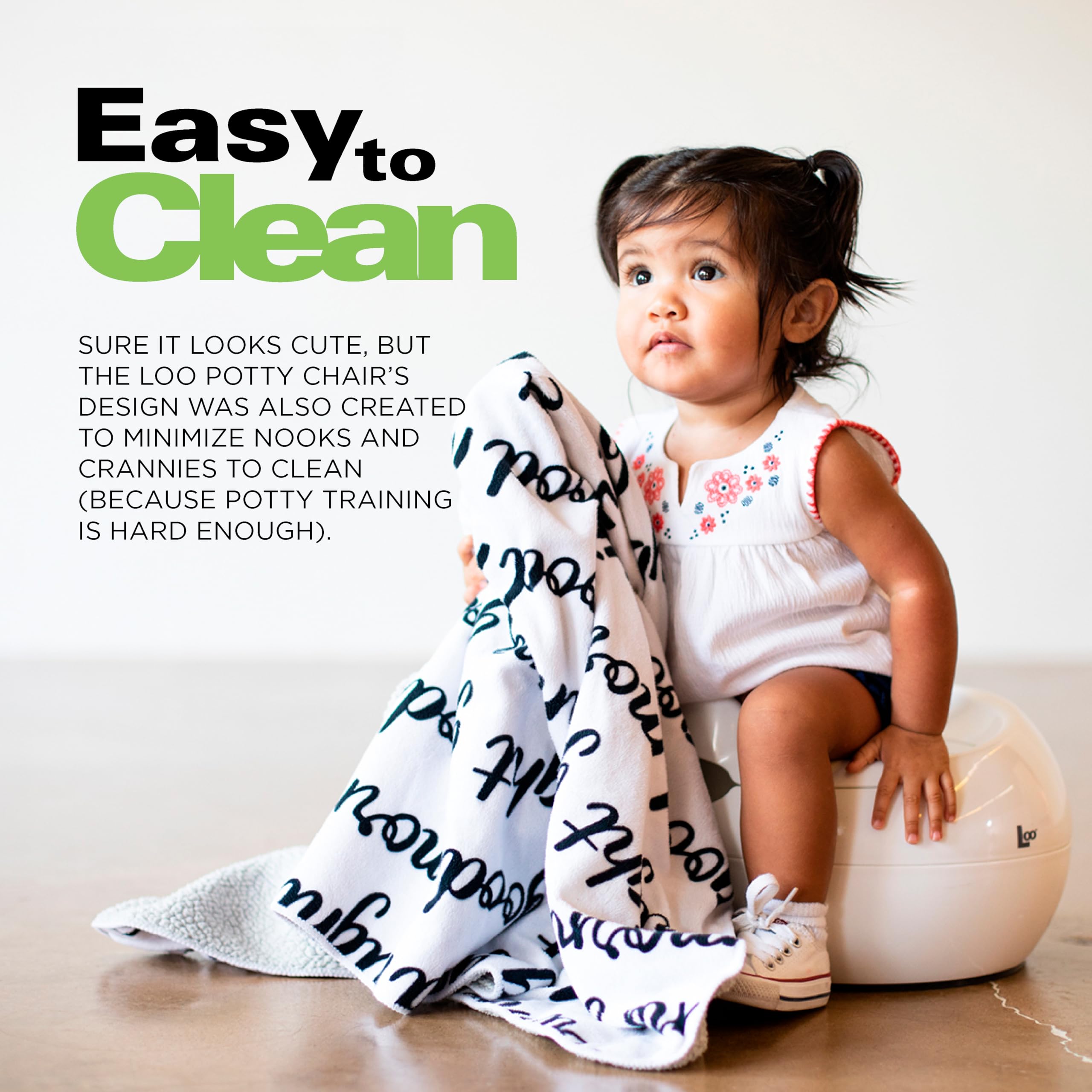 Joovy Loo Potty Training Toilet Featuring Splash Guard, Removable Inner Bowl, Non-Slip Base, and Low Anti-Tipping Profile - BPA, PVC & Phthalate Free - White