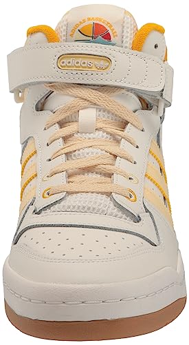 adidas Men's Forum Mid Sneaker, Cloud White/Crew Yellow/Gum, 15