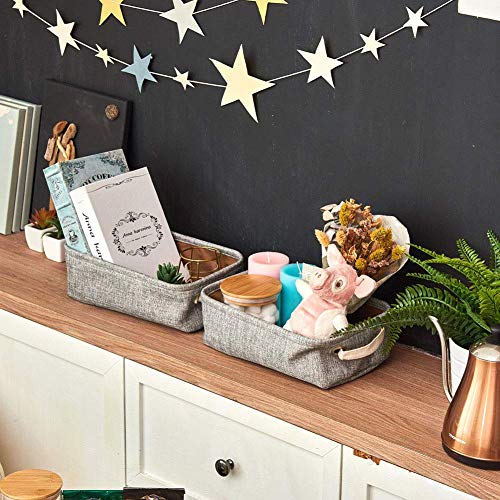 EZOWare 6pc Storage Bins Baskets, Small Folding Drawer Dresser Desktop Organizer Cubes Set with Handles -12 x 7 x 4 inch - Dark Gray