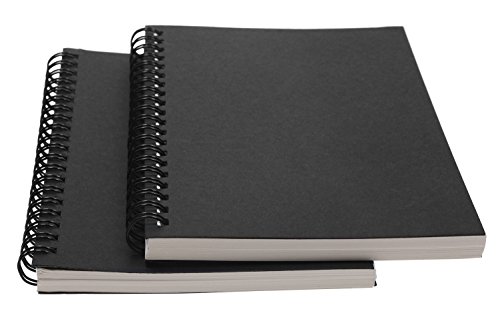 Mini Skater Set of 2 Black Notebook Blank Journal Memo Notebooks for Classroom School Students 100 Pages 50 Sheets (7 x 4.7 inch ,Black (Blank))
