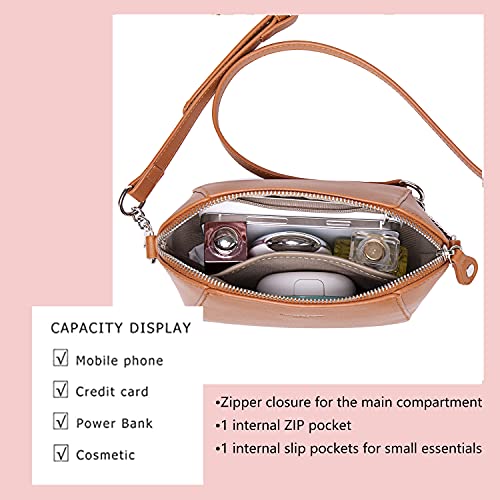 David Jones Vegan Leather Crossbody Purse for Women-Small Shoulder Cell Phone Womens Wallet Purses and Handbags,Cute Designer Brown Purse