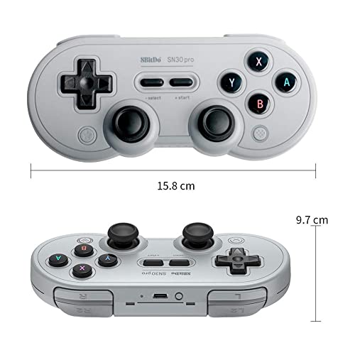 8Bitdo SN30 Pro Wireless Bluetooth Controller with Hall Effect Joystick Update, Compatible with Switch, PC, macOS, Android, Steam Deck & Raspberry Pi (Gray Edition)