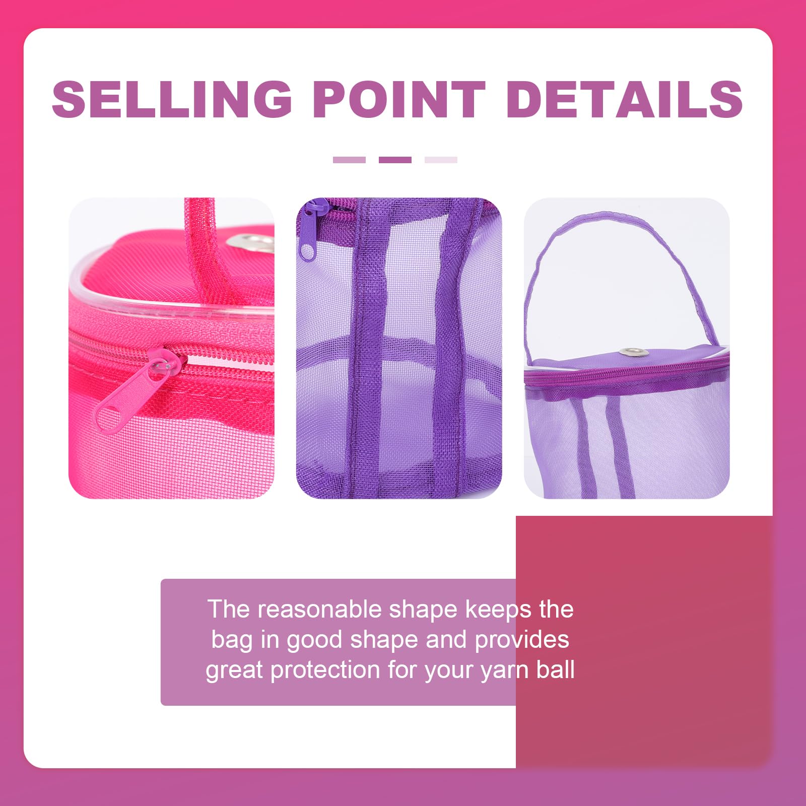 VILLCASE 2Pcs Wool Storage Bag Yarn Ball Holder Yarn Storage Yarn Thread Holder Yarn Ball Dispenser mesh Knitting Bag Multipurpose Tool Portable Yarn Bags Purple to Weave Nylon Handbag