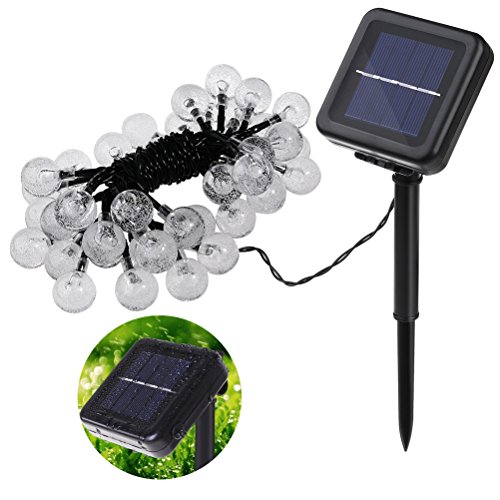 Christmas Decoration Light String- 6M 40LED Crystal Ball Solar String Lights Christmas Fairy Garden Lights for Outdoor Home Lawn Patio Party and Holiday Decorations (Warm Light)