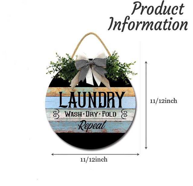 DLONVOH Laundry Open 24 Hours Laundry Sign For Laundry Room Rustic Wood Laundry Room Wall Decor Funny Farmhouse Laundry Decoration for Wash House