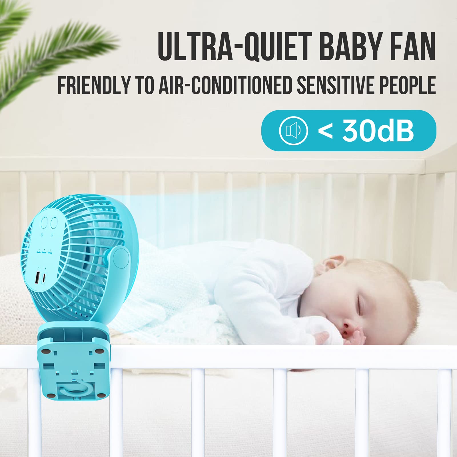 Camping Fan with LED Light - 12000mAh 65Hrs Battery Powered, Portable Rechargeable, Use As Power Bank, Clip On, Tent Fan for Camping, Camp Fan for Tent, Ceiling Fan for Tent RV Bed, Blue