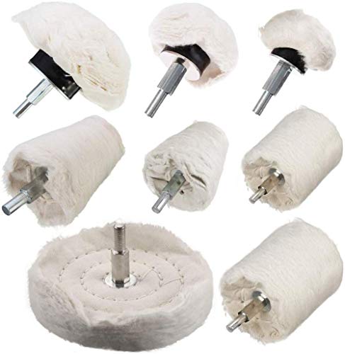 ANAHAF Buffing Wheel for Drill - 8 Pcs Polishing Wheel Cone/Column/Mushroom/T-Shaped Wheel Polishing Kit with 1/4 Handle
