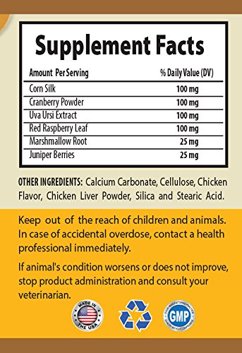 Bladder Support for Dogs - Dogs Urinary Tract Support - Maintain Health Function - CHEWABLE - uva Ursi for Dogs - - dog supplements & vitamins - dog vitamins and multivitamins - 90 Treats (1 Bottle)