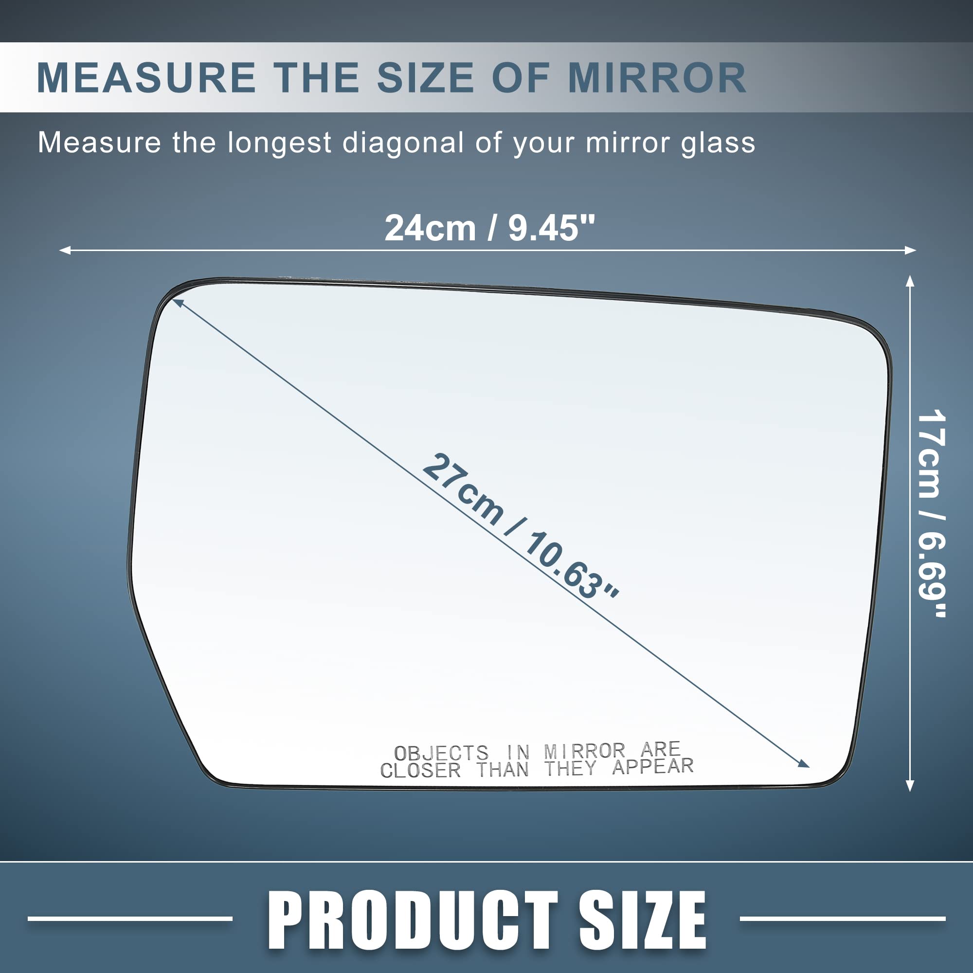 A ABSOPRO Heated Mirror Glass 4L3Z-17K707-AB with Backing Plate Passenger Right Side Mirror Replacement Glass for Ford F150 2004 2005 2006 2009 2010