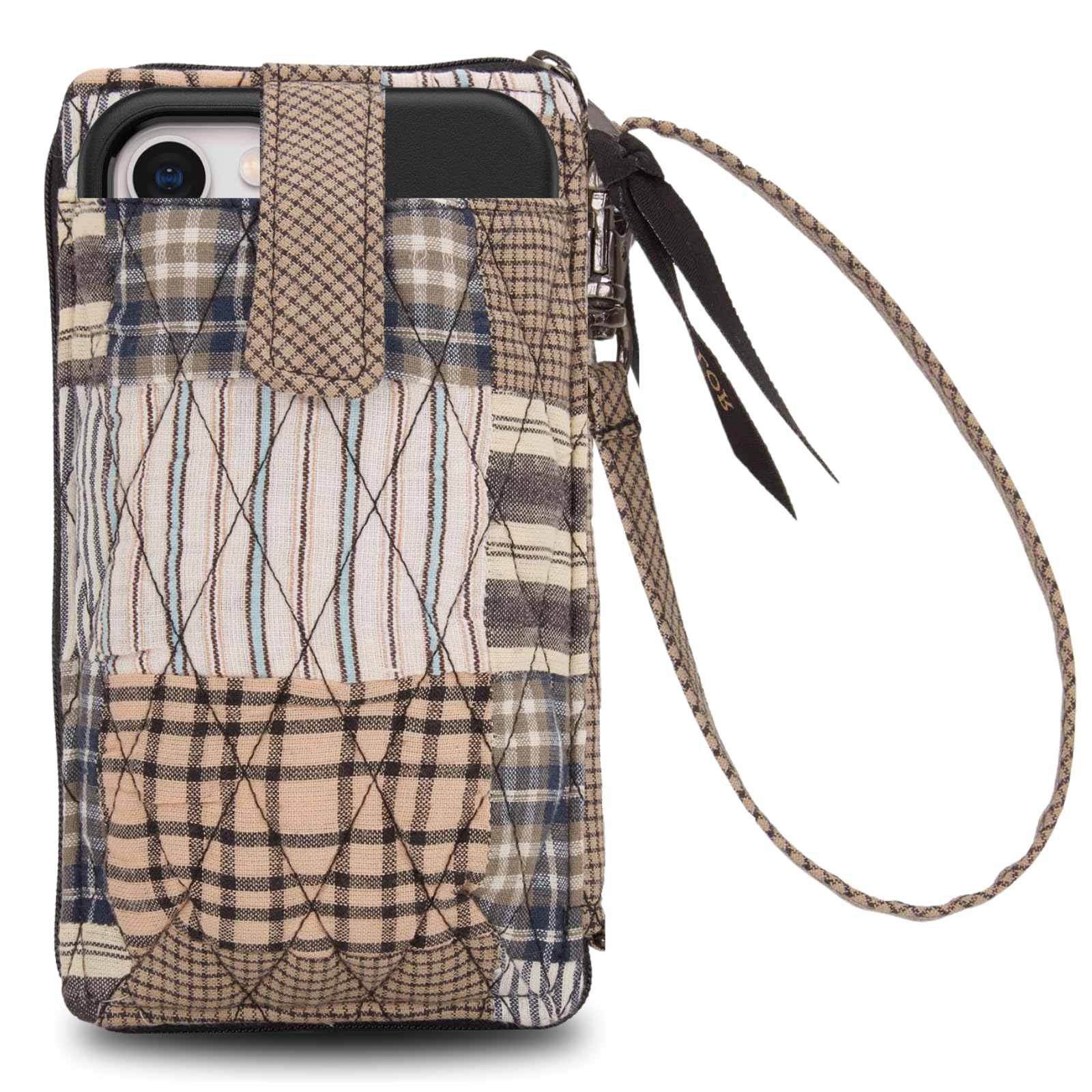 Bella Taylor Cell Phone Wristlet Wallet for Women with Smartphone Pocket and RFID Protection, Ashmont Grey Patchwork