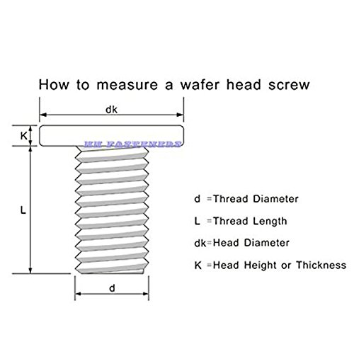 HH FASTENERS M3 Wafer Head Machine Screws,Laptop Screws,Head Dia.10mm,Metric,Right Hand,Pack of 50 (M3 x 8mm)