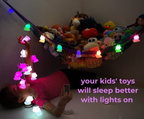 MiniOwls Toy Hammock Organizer for Stuffed Animals Perfect Storage Idea for Teddies and Dolls. Simple but Strong Solution to Display Childrenās Plushies (Purple, Large)