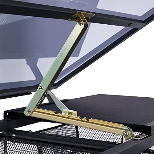 Yaheetech Drawing Table, Art Craft Desk with Adjustable Tabletop, Painters/Artist Work Station, Study Table with Stool, Tempered Glass Top