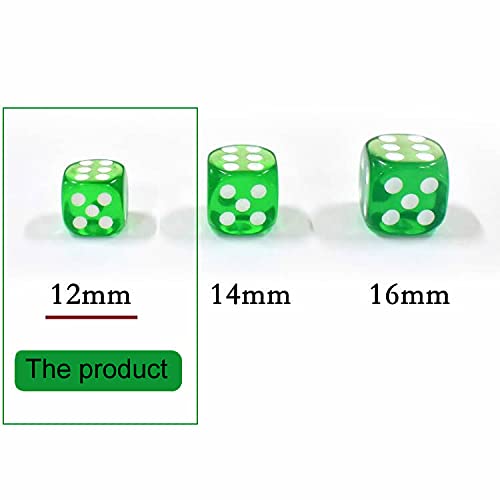 DAGONGREN 100 Pieces 12MM Small 6 Sided Dice Set Translucent Colors Dice, with Black Pouch for Board Game