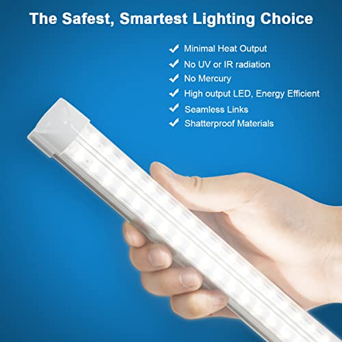 SHOPLED 5FT LED Shop Light, 45W 5850LM 6000K Cool White, V Shape, 5 Foot LED Linkable Ceiling Lights T8 LED Tube Lights Fixture, LED Shop Lights for Garage, Workbench, 4 Pack