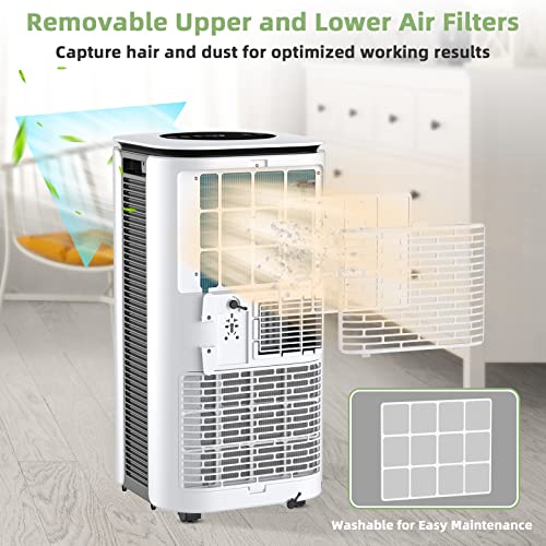 COSTWAY Portable Air Conditioner, 9000BTU Personal Air Conditioner with 2 Wind Speeds, Remote Control, 24H Timer, Window Kit, 350 sq.ft, Smart Portable AC Unit with Sleep Mode, Suitable for Home & Office Use, Energy-saving, White