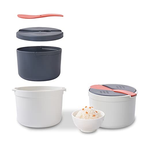Haosie Microwave Rice Cooker, 2L Microwave Cookware, 7.3x7.3x5.1in Rice Steamer, Household Steam Pot, Microwave Rice and Pasta Cooker Portable Oven Rice Maker Set Kitchen Cookware(Orange)