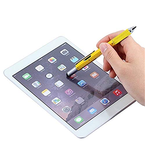 Multi-word 6 in 1 Multi Function Tool Ballpoint Pen with Ballpoint, Ruler, Screwdriver, A Flat Head, Touch-Screen Pen, Levelgauge (2PCS Yellow)