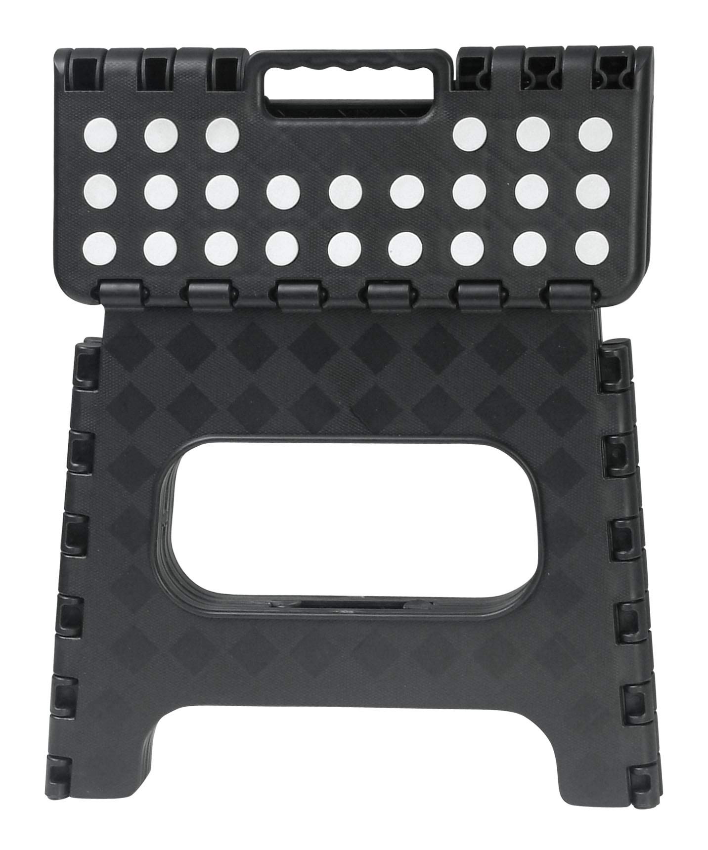 Ben&Jonah WithinReach Collection EZ Store Folding Step Stool (11" H) - Black with White Polka Dots