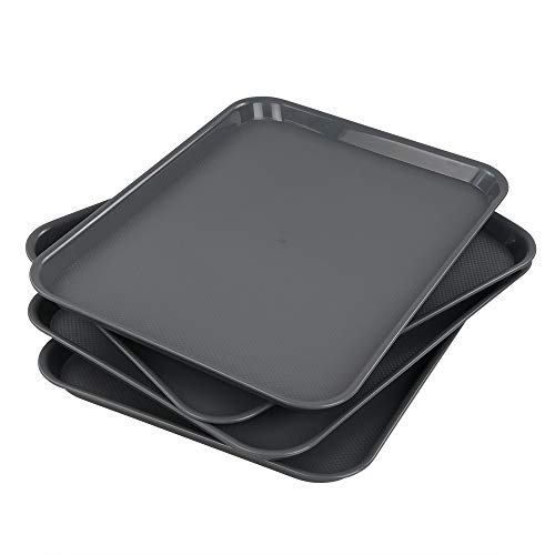 Wekioger Grey Plastic Serving Trays, 4 Packs Fast Food Trays