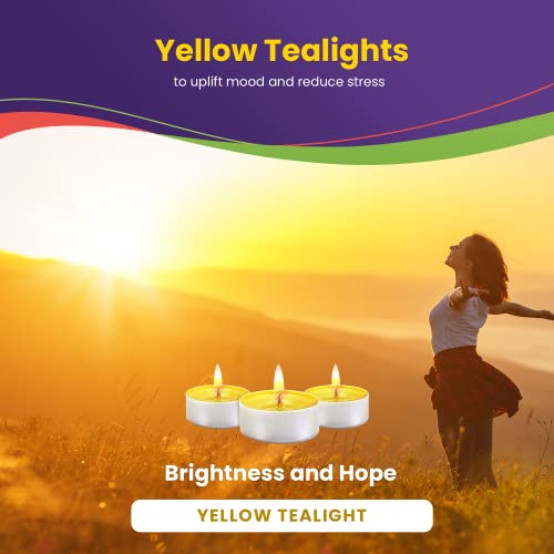 Yellow Candles Tea Lights - 30 Pack - Tea Lights with 3-4 Hour Burn Time - Tea Candles -TeaLight Candles for Holiday, Wedding and Home