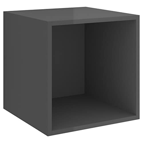 DiMorture Floating Shelves Square Cube Storage Shelves Set of 4, Easy-to-Install Wall Mounted Display Shelves TV Cabinet for Bedrooms and Living Rooms, High Gloss Grey