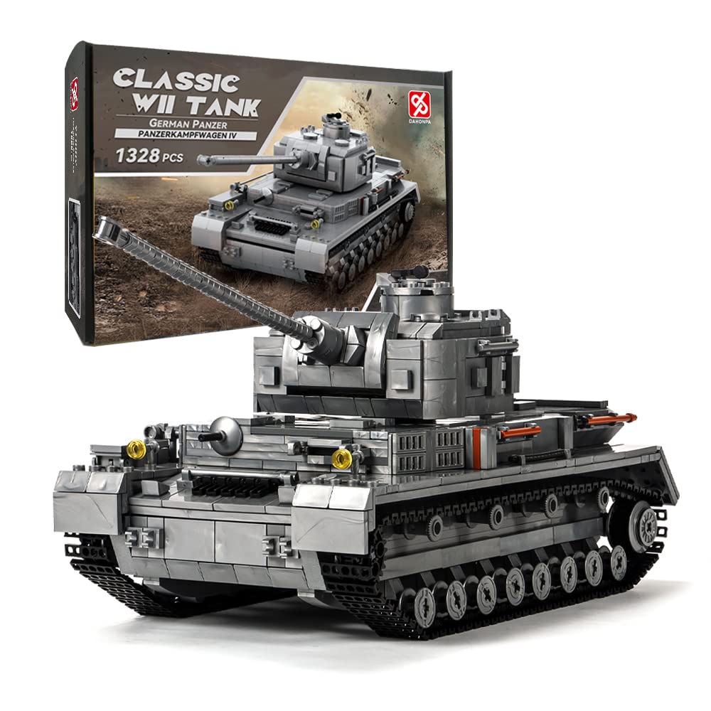 DAHONPA Panzer-Ⅳ Tank Army Building Block(1328 PCS),WW2 Military Historical Collection Model with Soldier Figures,Toys Gifts for Kid and Adult.