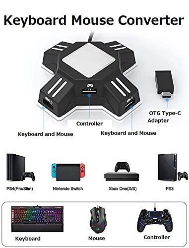 DOHO Mouse Keyboard Game Controller Adapter for Nintendo SwitchPS4PS4 ProPS4 SlimXBOXPS3PS3 Slim Keyboard Adapter. Perfect for Games Like FPS, TPS, RPG and RTS, etc