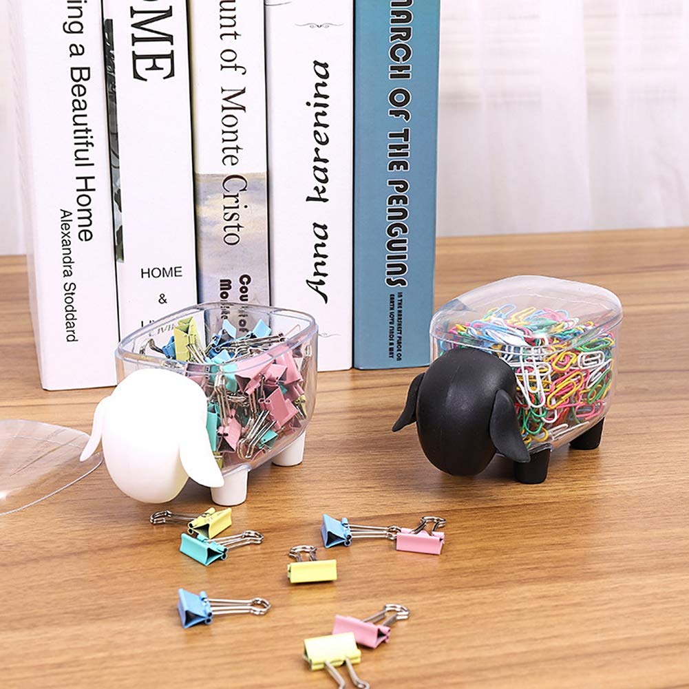 Sheep Cotton Swab Holder, Plastic Qtip Holder Organizer Container with Cover Cute Cotton Ball Holder Bathroom Waterproof Floss Jars (White)