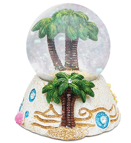 COTA Global Palm Tree Stone Snow Globe - Sparkly Water Globe Figurine with Sparkling Glitter, Collectible Novelty Ornament for Home Decor, for Birthdays, Christmas and Valentine's Day