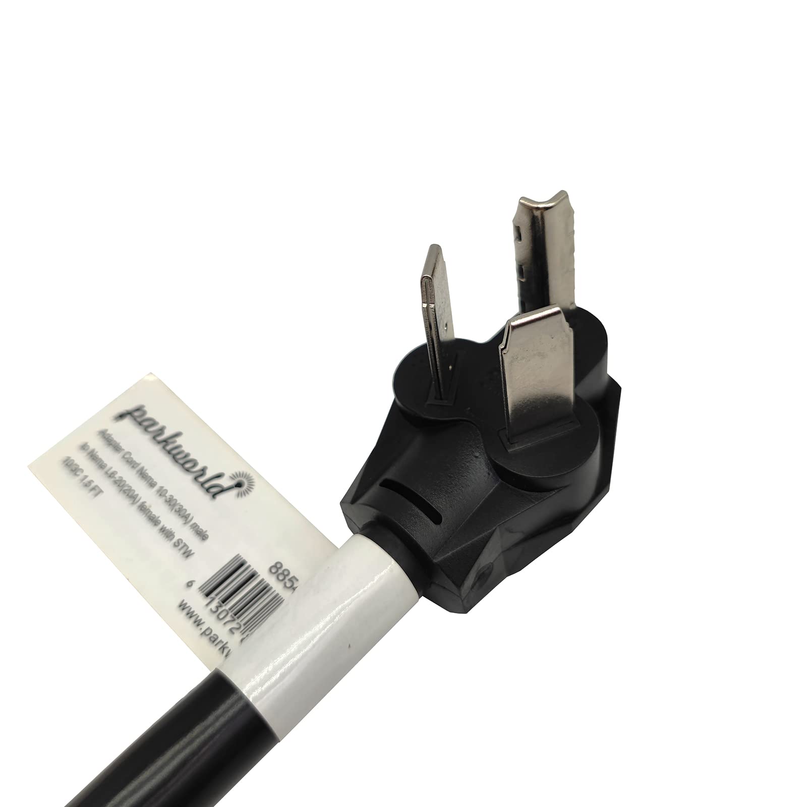 Parkworld 885422 Adapter Cord NEMA 10-30P Male to L6-20R Female, 20A, 250V, 1.5FT