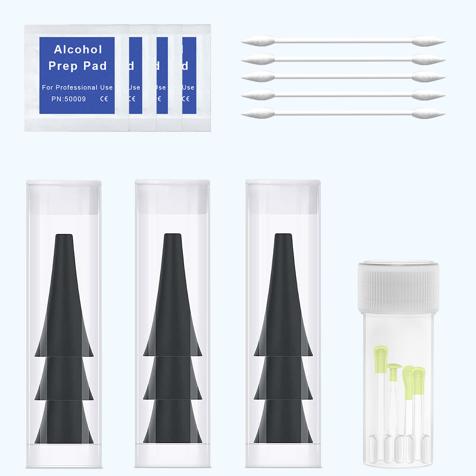 ScopeAround Ear Spoon with Ear Camera Otoscope Accessories, Compatible with Digital Otoscope, Includes 9 Speculums, 4 Ear Picks, and 1 Pack of Q-Tips, Lens Diameter: 3.9mm