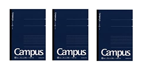 Kokuyo Campus Pre-Dotted Notebook, A5-dotted 6 mm Rule - 30 Lines X 50 Sheets - 100 Pages, Pack of 3 Dark Blue