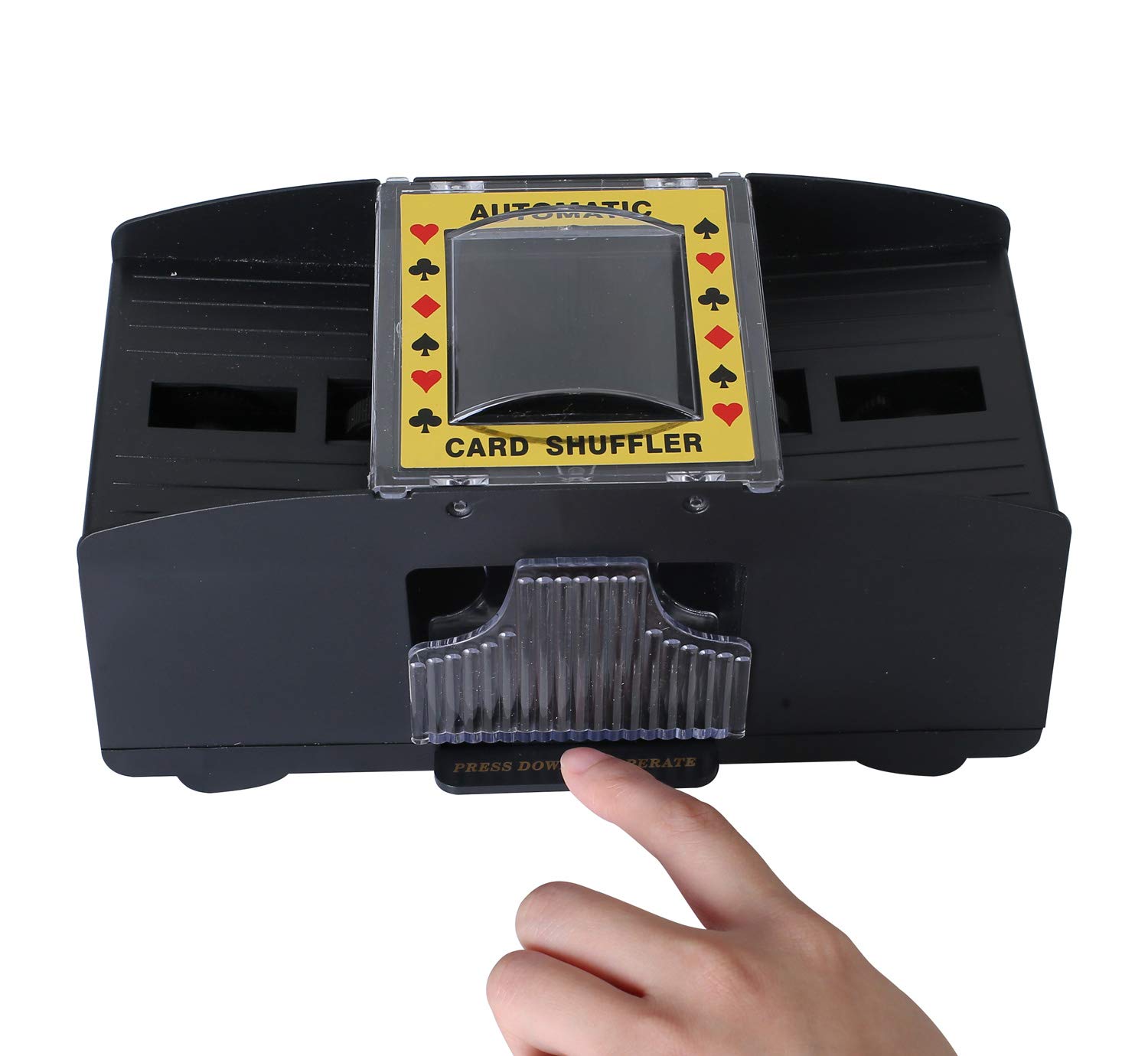 Bemecato Card Shuffler 1-2 Deck, Automatic Electric Playing Card Shuffler, Battery Operated Poker UNO Shuffling Machine, for Family Party Games
