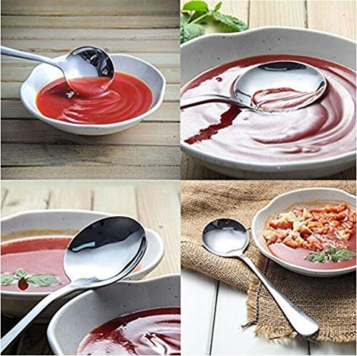 HAPPY KIT Soup Spoons, 8-Piece Premium Soup Spoons Stainless Steel Large Round Spoons, Heavy-Weight Round Deep Bowl Spoons Set Flatware Set