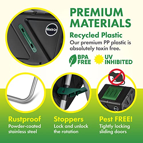 Miracle-Gro Small Composter - Compact Single Chamber Outdoor Garden Compost Bin Heavy Duty β UV Protected Turning Barrel Tumbling Composter (27.7 gallons)